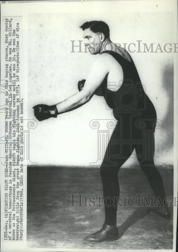 1968 Press Photo Jess Willard, heavyweight boxer - mjx33315 - Historic ...