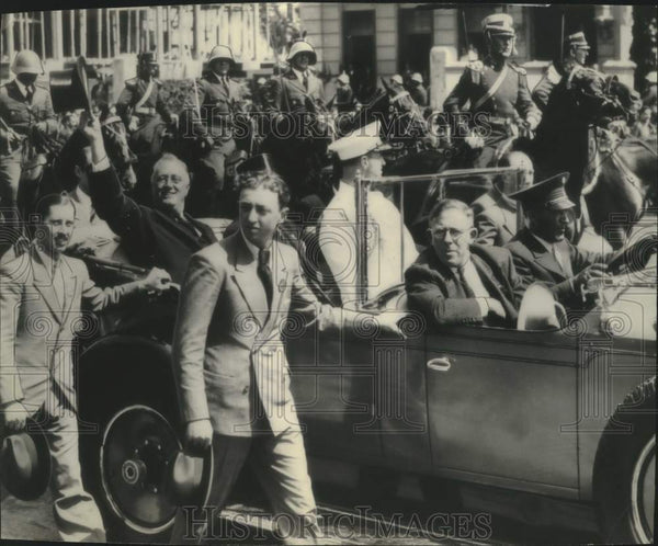 1936 President Roosevelt in escorted car in Buenos Aires, Argentina ...
