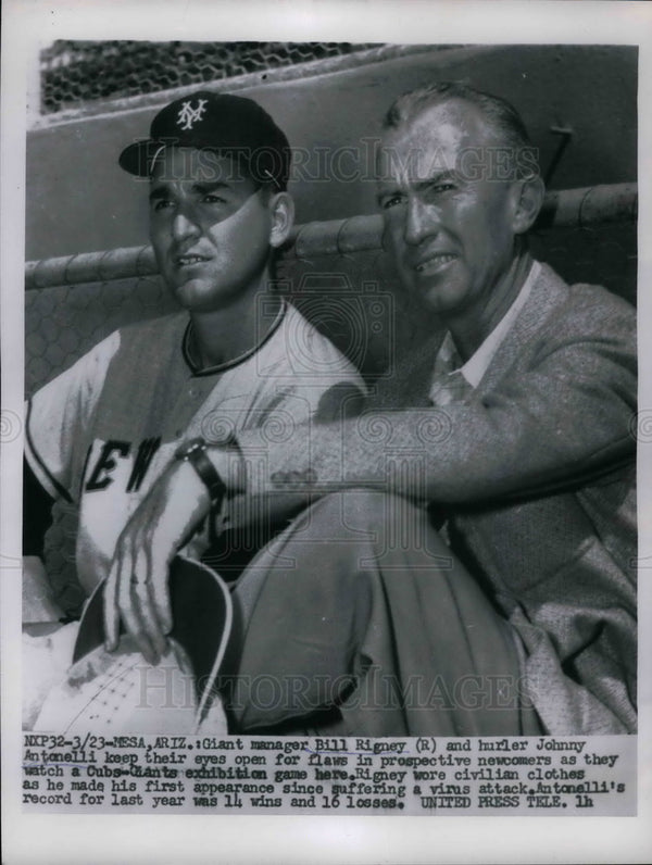 Press Photo Giants Manager Bill Rigney & Pitcher Johnny Antinelli ...