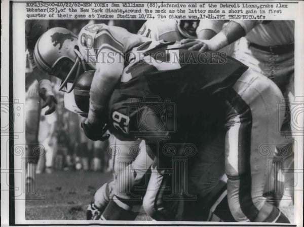 1962 Press Photo Detroit Lions Sam Williams & New York Giants Alex Web ...
