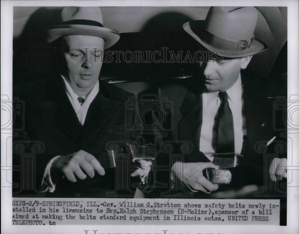 1955 Press Photo Governor William G Stratton & Rep Ralph Stephenson ...