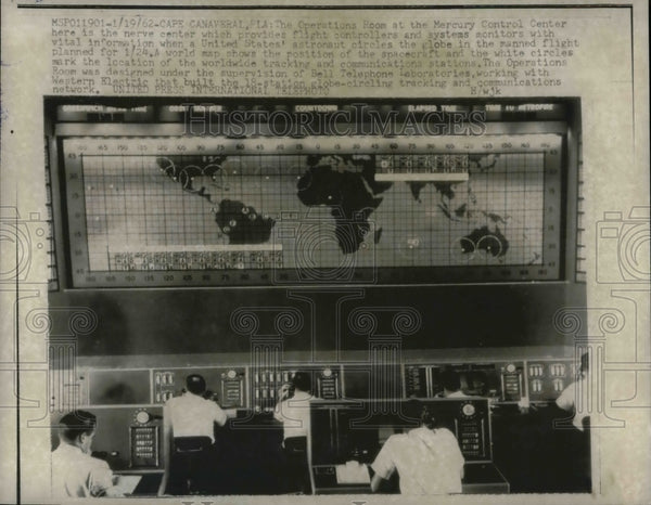 1962 Press Photo Operations Room at Mercury Control Center - nea31667 ...