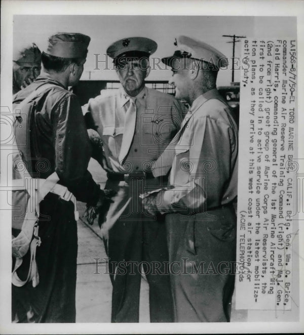 1950 Press Photo Brig. Gen. William O. Brice, Maj. Gen. Field Harris ...
