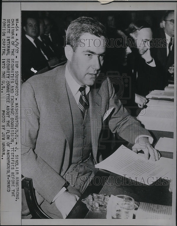1957 Press Photo J,Sinclair Armstrong, Chairman Securities & Exchange ...
