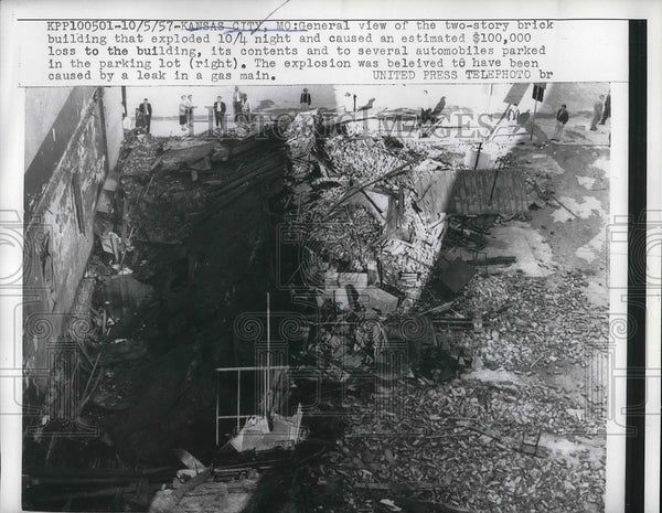 1957 Press Photo View of brick building that exploded in Kansas City ...