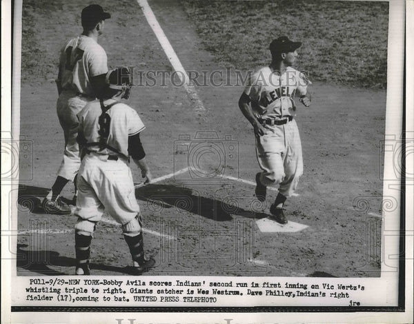 1954 Bobby Avila, Dave Philley Cleveland Indians, Wes Westrum Giants ...