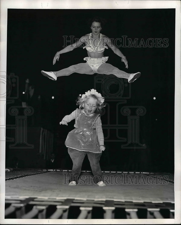 1947 Betty Bell high jinks while romping with her baby Nikki ...