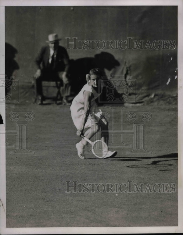 1937 Press Photo Mary Hardwick of Britain during Tennis Tournament ...
