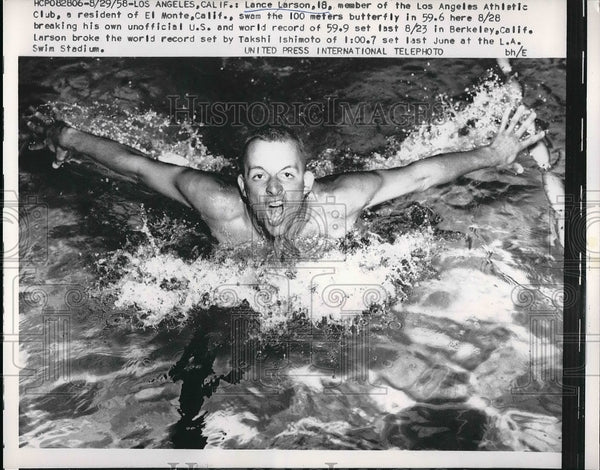1958 Press Photo Lance Larson, competitive swimmer - nea54509 ...