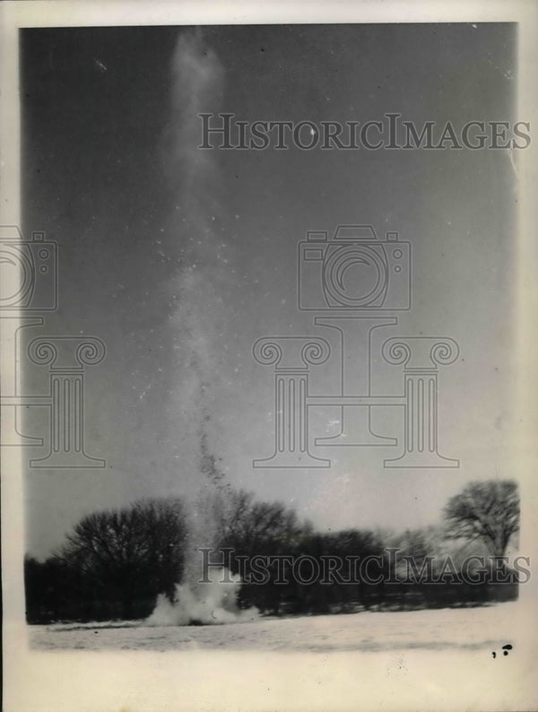 1946 View Of Water Shooting Into Air By River To Relieve Pressure ...