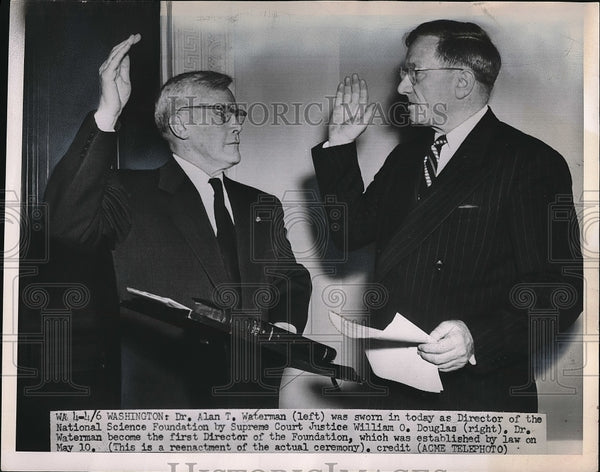 1951 Dr. Alan Waterman Sworn Supreme Court Justice William Douglas ...