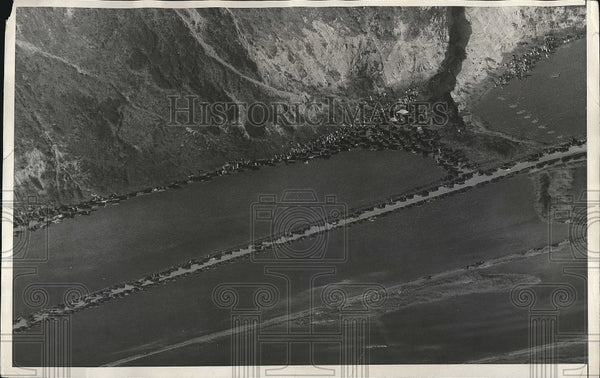 1932 Aerial view of Point Firman, Calif as US Armada sets sail ...
