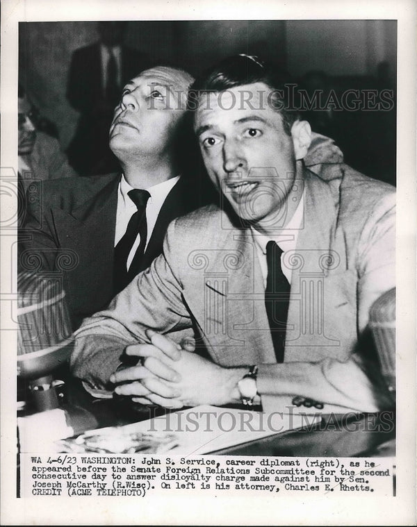 1950 John Service appearing at Senate foreign relations subcommittee ...