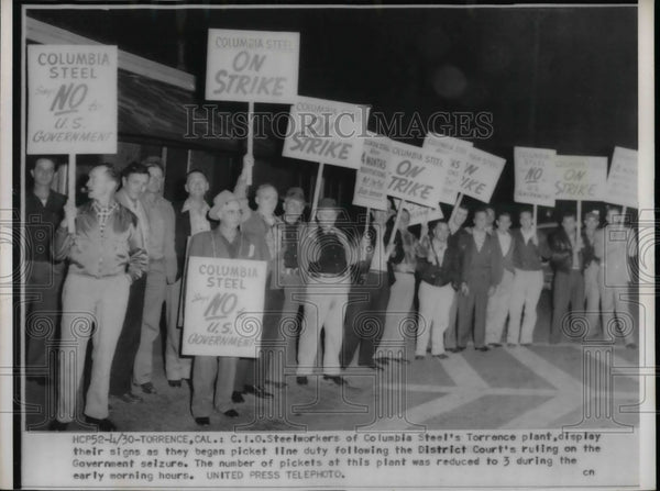 1952 Press Photo C.I.O. Steelworkers of Columbia Steel Torrence Plant ...