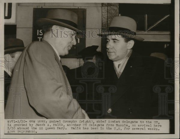 1949 Andrei Gromyko Soviet Delegate Jacob Malik United Nations ...