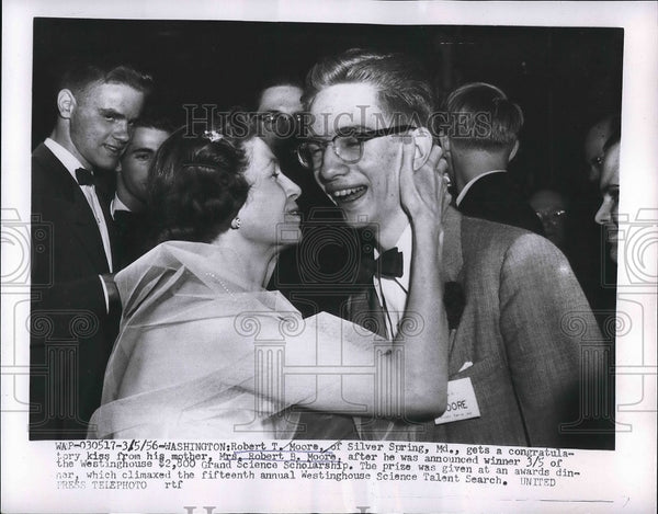 1956 Robert T Moore & mom Mrs Moore as he wins Westinghouse grant ...