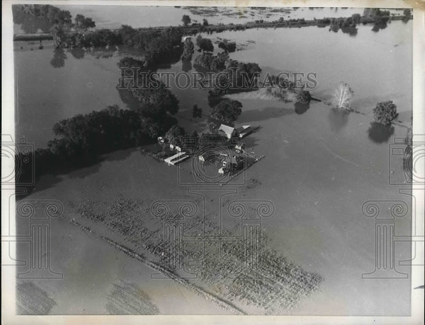 1935 Aerial View of Flooded Iowa Farms from Des Moines River - Historic ...