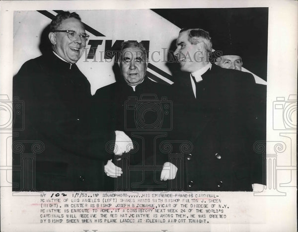 1953 Francis Cardinal McIntyre, Bishop JB Donahue,Bishop FJ Sheen ...
