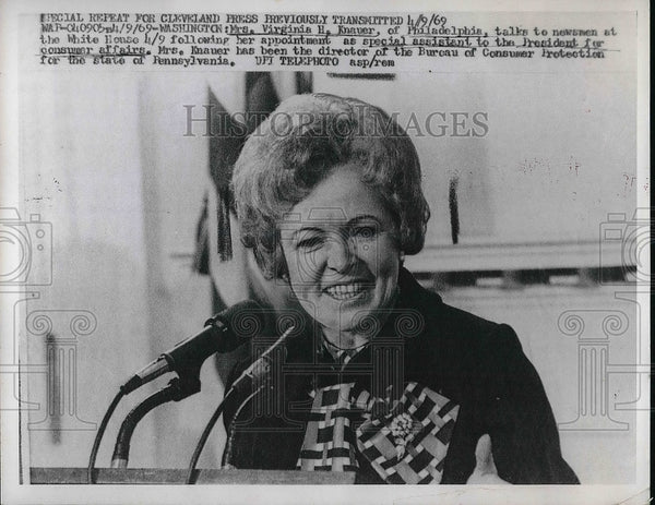 1969 Press Photo Mrs. Virginia H. Knauer Consumer affairs assistant to ...