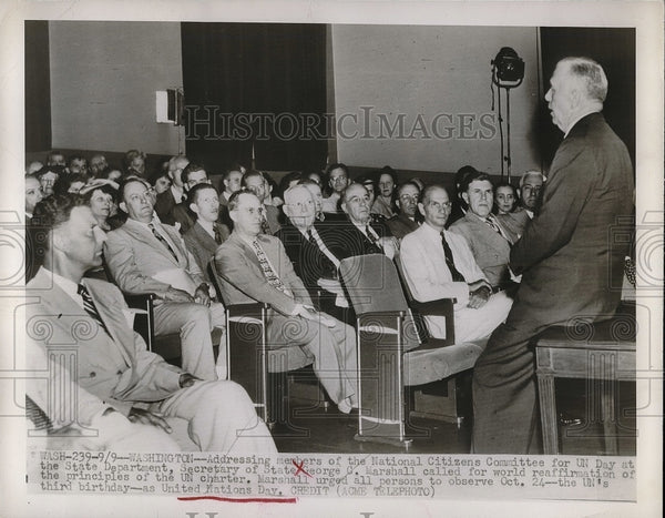 1948 Sec. of State George Marshall with National Citizens for UN Day ...