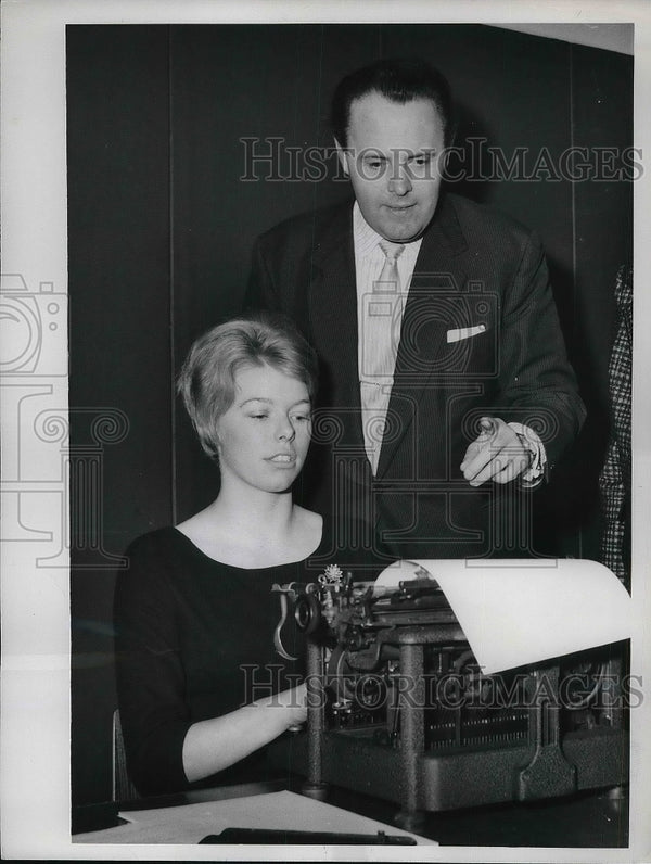 1961 Orchestra Conductor John Pritchard w/ typist Barbara Bell ...
