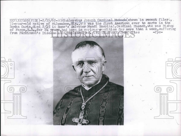 1962 Aloysius Joseph Cardinal Muench Dies of Parkinson's in Rome ...