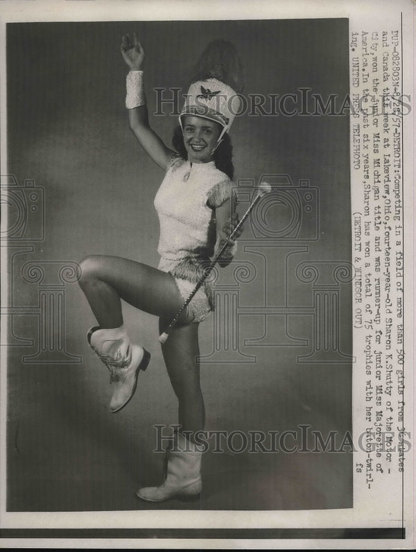 1957 Detroit, Mich Sahron Shutty "Miss Michigan" - Historic Images
