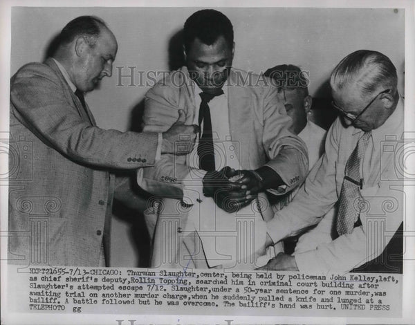 1954 Press Photo Thurman Slaughter in custody of Chicago police ...