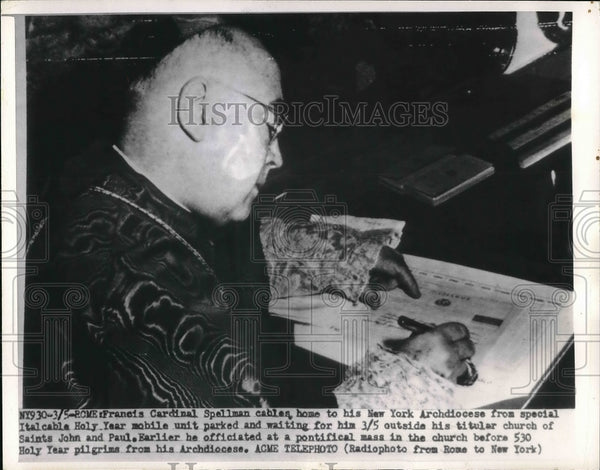 1950 Francis Cardinal Spellman New York Archbishop - Historic Images