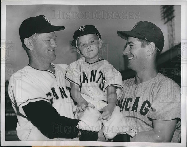1954 Press Photo Marv Grissom Pitcher Giants Jim Davis Cubs Polo Groun ...