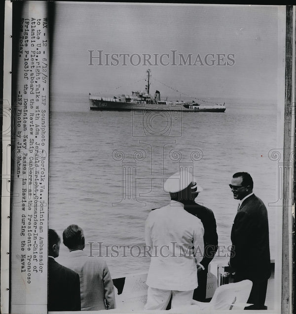 1957 Press Photo Dominican Ambassador, Adm. Jerauld Wright, Presidente ...