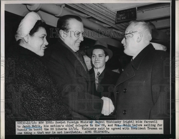 1950 Soviet Foreign Minister Andrei Vishinsky, Jacob Malik - Historic ...