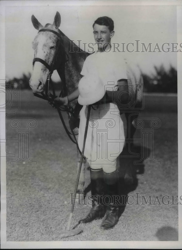 1933 Press Photo William Danforth Jr Ready to Play at Flamingo Polo Cl ...
