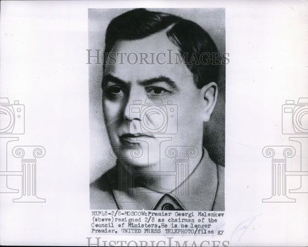 1955 Press Photo Premier Georgi Malenkov posing for photo - Historic Images