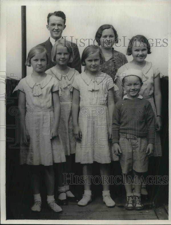 1932 Press Photo Children of Kilbourn Family, Largest Family to Sail P ...