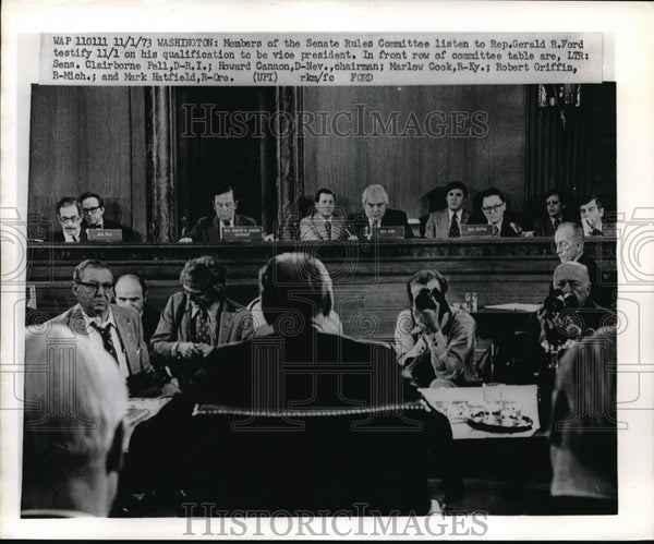 1973 Rep. Gerald Ford Talks To Senate Rules Committee in Washington ...