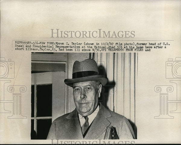 1959 NYC, former head US Steel & Rep to the Vatican,Myron Taylor ...