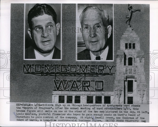 1955 Louis Wolfson & Sewell Avery of Montgomery Ward, Bronze Figure ...