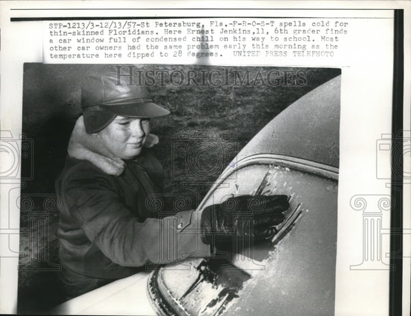 1957 Press Photo Ernest Jenkins Age 11 In Florida Hard Freeze ...