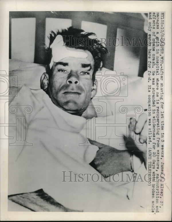 1948 Press Photo James Alvey Recovers From Exposure, Hunger & Crash in ...