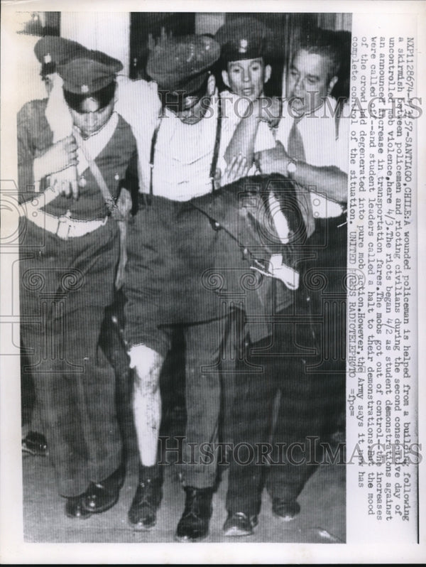1957 Wounded Policeman Helped During a Riot by Chile Civilians ...