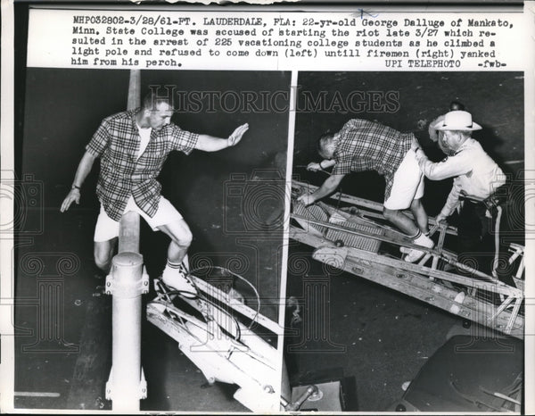 1961 George Dalluge accused of starting a riot arrested - Historic Images