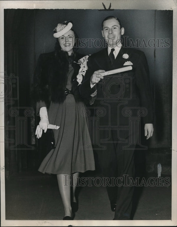 1938 NYC, Edith Dunstan & Nathan Wally, figure skater wed - Historic Images