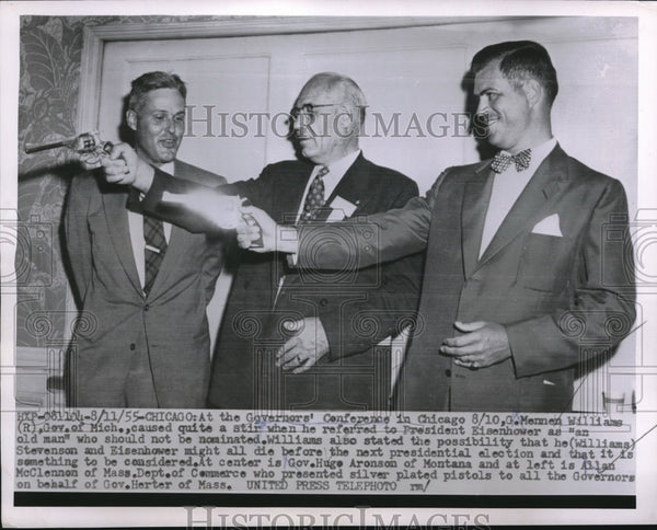 1955 Press Photo Governor's Conference In Chicago Williams, Aronson, H ...