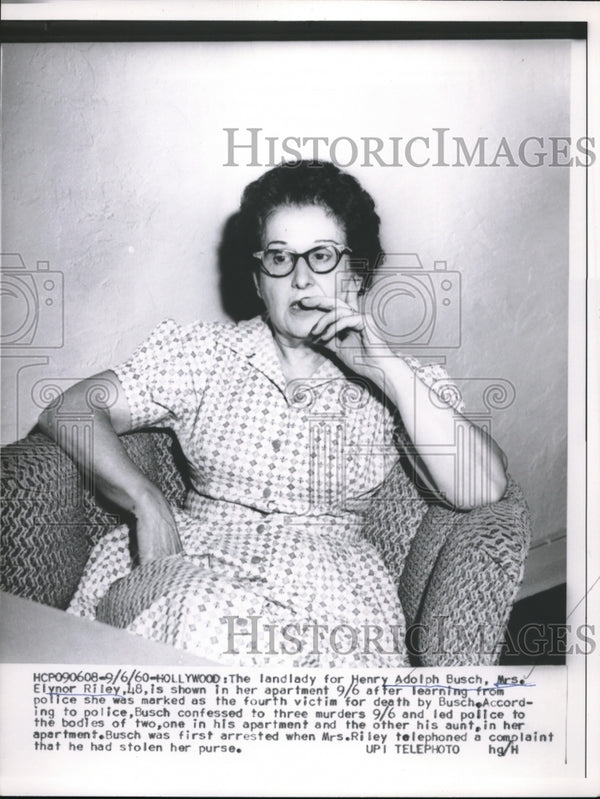 1960 Press Photo Elynor Riley Landlady For Henry Adolph Busch After No ...