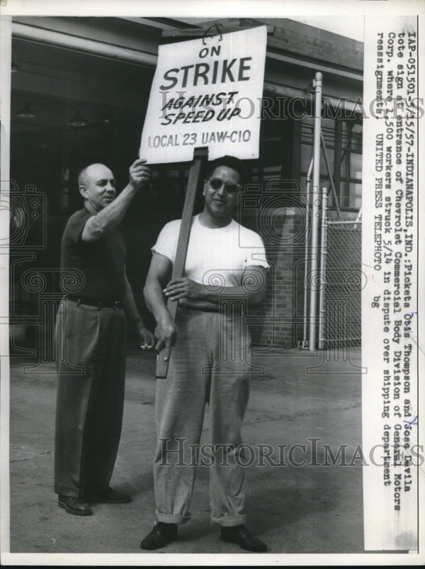 1957 Picketing Otis Thompson & Jose Deviila at Chevrolet Commercial ...