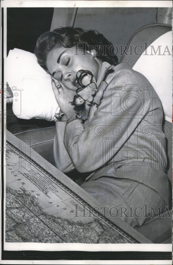 1957 of Miss America 1957 Marian McKnight sleeping on a flight ...