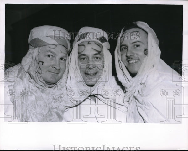 1956 Press Photo Ray White, Jack Faller and Mike Evegens, Shriners fro ...