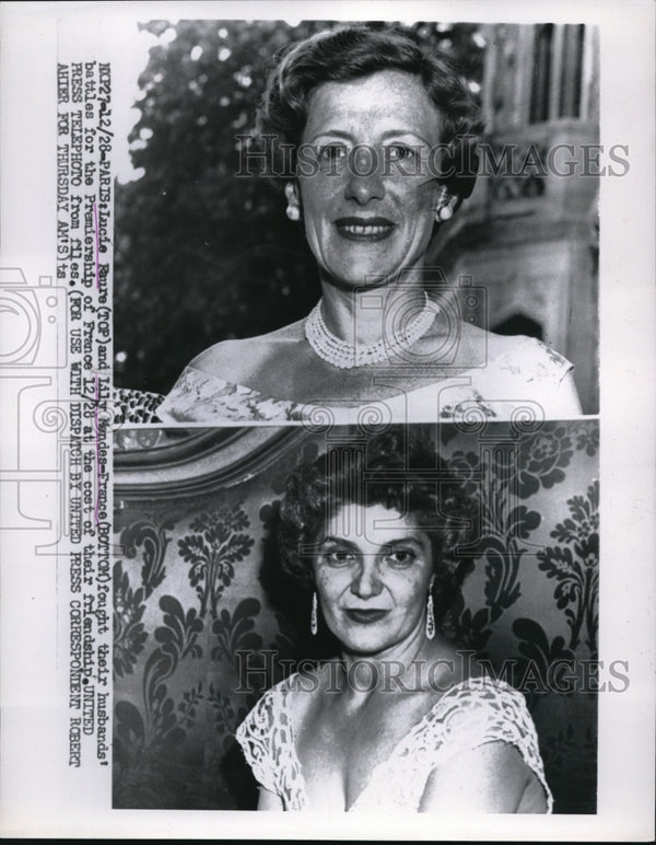 1955 Press Photo Lucie Raure & Lily Mendes-France fought their husband ...