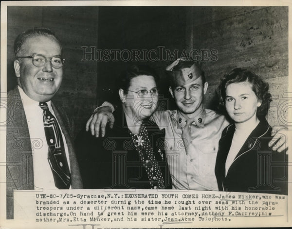1947 James Minker with his mother Sisiter & Atty Anthony Callrey ...